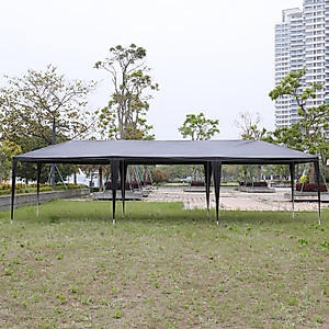 10' x 30' Party Tent,Wedding Tent with 8 Removable Sidewalls,Patio Canopy Tent, Outdoor Patio Gazebo with Spiral Tubes for Party,Wedding,BBQ, Waterproof (10' x 30'- 8 Removable Sidewalls, Black)