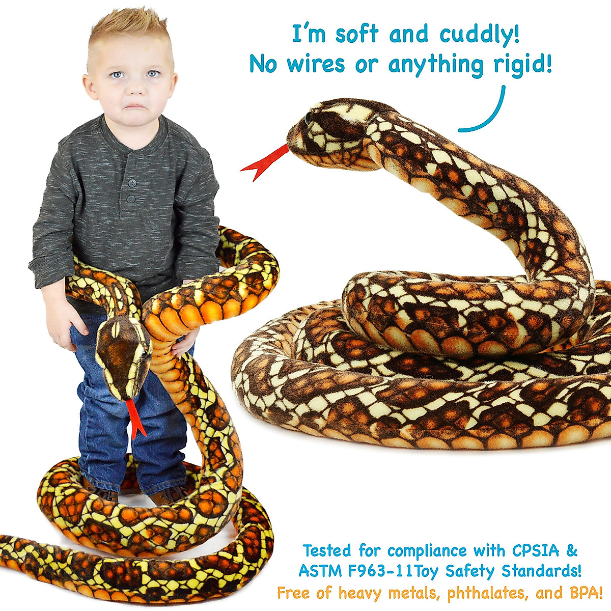 TigerHart Bernard The Brown Python - 9 5 Foot Long Stuffed Animal Plush Snake