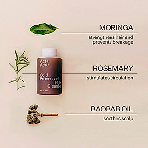 ACT+ ACRE Cold Processed Balancing Shampoo - Clarifying Cleanse for Build Up - Sulfate Free Gentle Hair Treatment with Moringa Oil - Moisturize and Strengthen Damaged Hair (10 Fl.oz)
