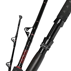 Fiblink Saltwater Fishing Trolling Rod 1-Piece Heavy Duty Roller Rod Big Name Fishing Pole with Roller Guides (80-120lb,5'6"-Upgrades)