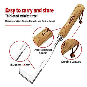 SOMOLUX Crack Weeder Crevice Weeding Tool, L-Shaped Side-Walk Weed Puller Spatula, 13" Stainless Steel Manual Weeding Sickle for Garden Lawn Yard Patio/Terrace Paving Moss Gardening Tool