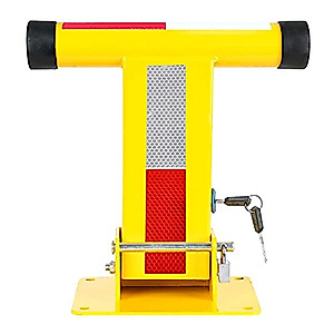 Heavy Duty Foldable Parking Space Lock 37.7Cm Steel Parking Barrier Safety Barrier Double Lock Manual Parking Blocker Durable with Screws & Padlock