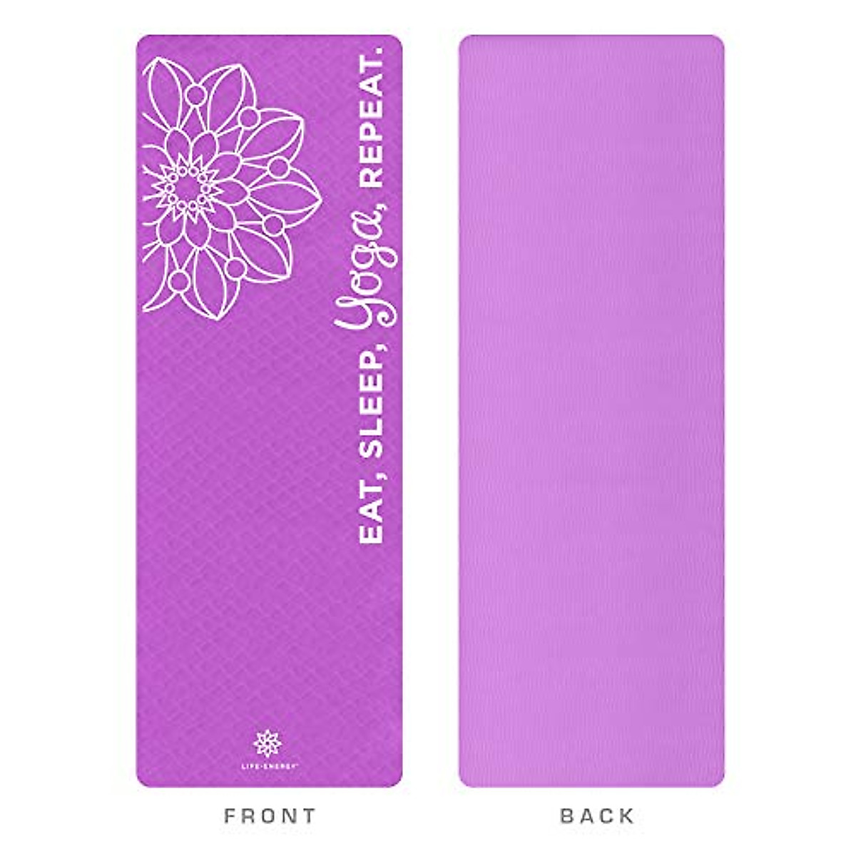 Life Energy 4mm TPE EkoSmart Yoga Mat - Yoga Repeat, Purple