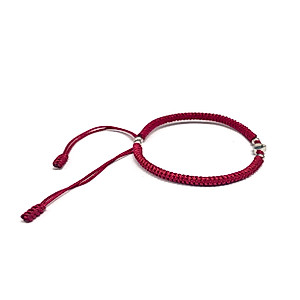 LAMIBEE Initial Bracelet Letter C, Dark Red Protection with Heart Initial Bracelet, Matching String for Couples, Gift for Women, Men, Friend Birthday, Graduation (Letter C)