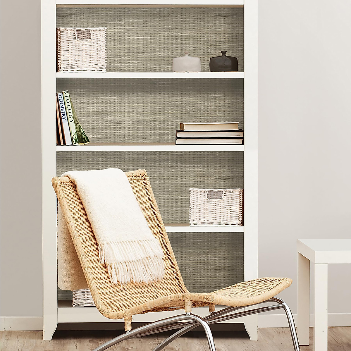 NuWallpaper NUS2215 Wheat Grasscloth Peel & Stick Wallpaper, Neutral