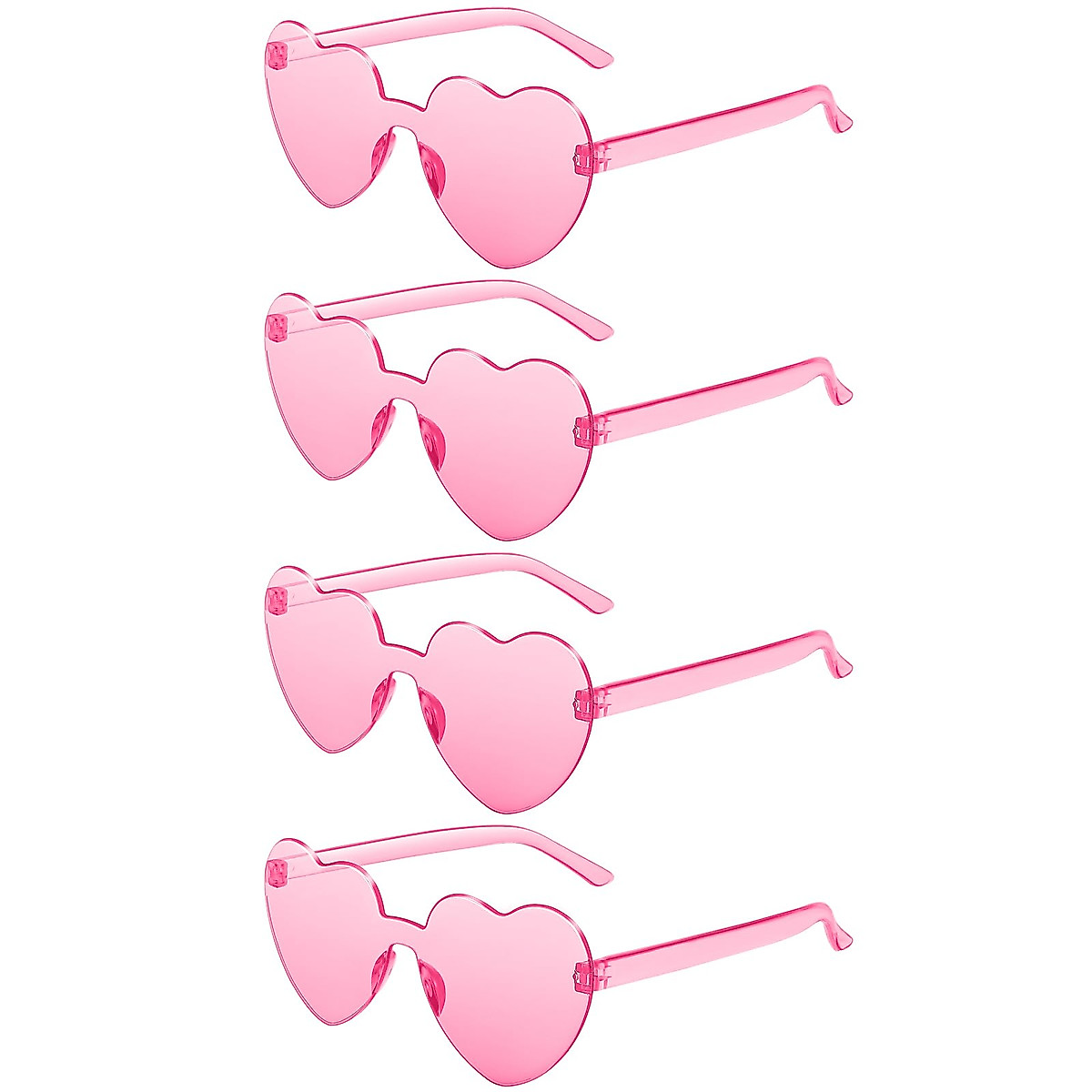 Chicpop 4 Pairs Heart Sunglasses for Women Heart Glasses Rimless Heart Shaped Sunglasses Fun Party Decorations