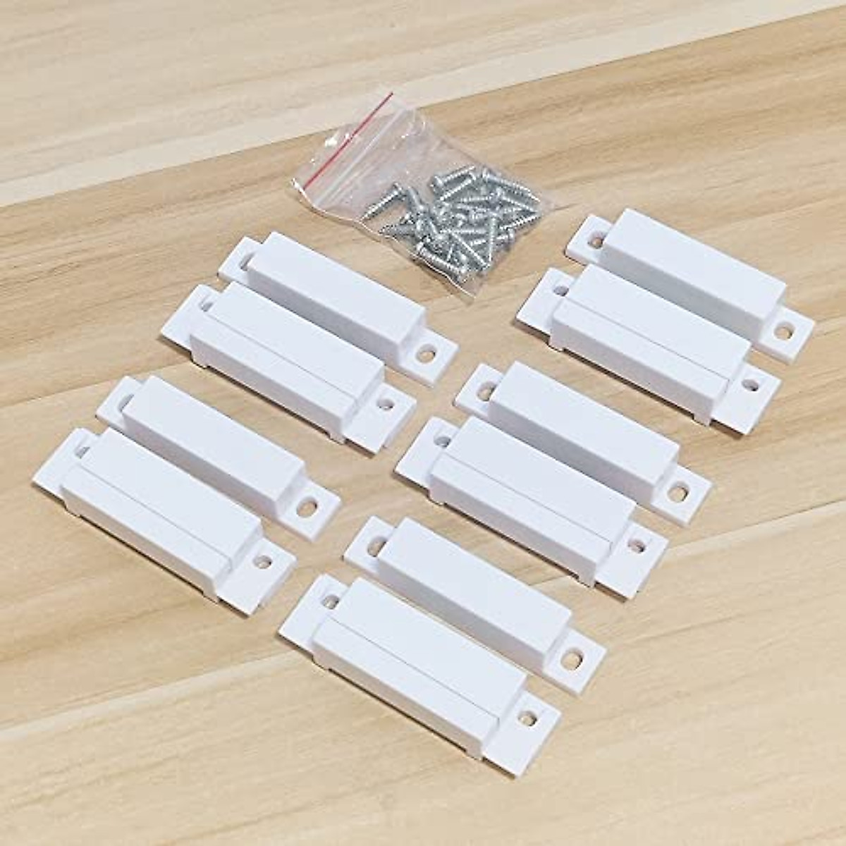 WESUA 5 Pack Surface Mounted NC Magnetic Door Contacts Switch Sensor for Alarm