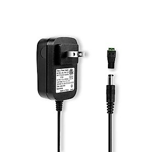 12V 2A 24W Power Supply Adapter ETL Listed AC to DC (Input 100-240V, Output 12 Volt 2amp), 10 Foot Cord 5.5x2.1mm DC Plug, Wall Wart Transformer for DC12V CCTV Camera LED Strip Light (24 Watt)