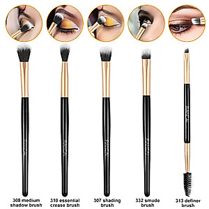 luumeiy Eye Makeup Brushes 5 Pieces Professional Eye Shadow Make-up Brush Set Applied with Eyeshadow palette, Concealer Liquid, Eyebrow powder (2021 Latest)