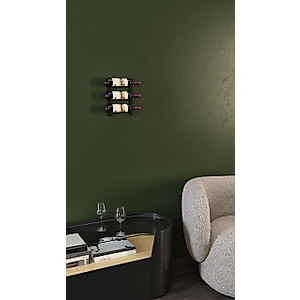 VintageView W Series (1 Ft) - 3 Bottle Metal Wall Mounted Wine Rack (Satin Black) Stylish Modern Wine Storage with Label Forward Design
