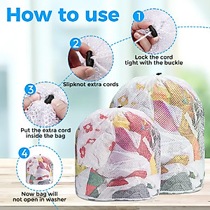 2Pcs Large Mesh Laundry Bags,Machine Washable Drawstring Design Mesh Wash Bags Big Laundry Bags for Laundry Storage for Home Dorm Hotel Travel Use,20x23inch, 23x31inch