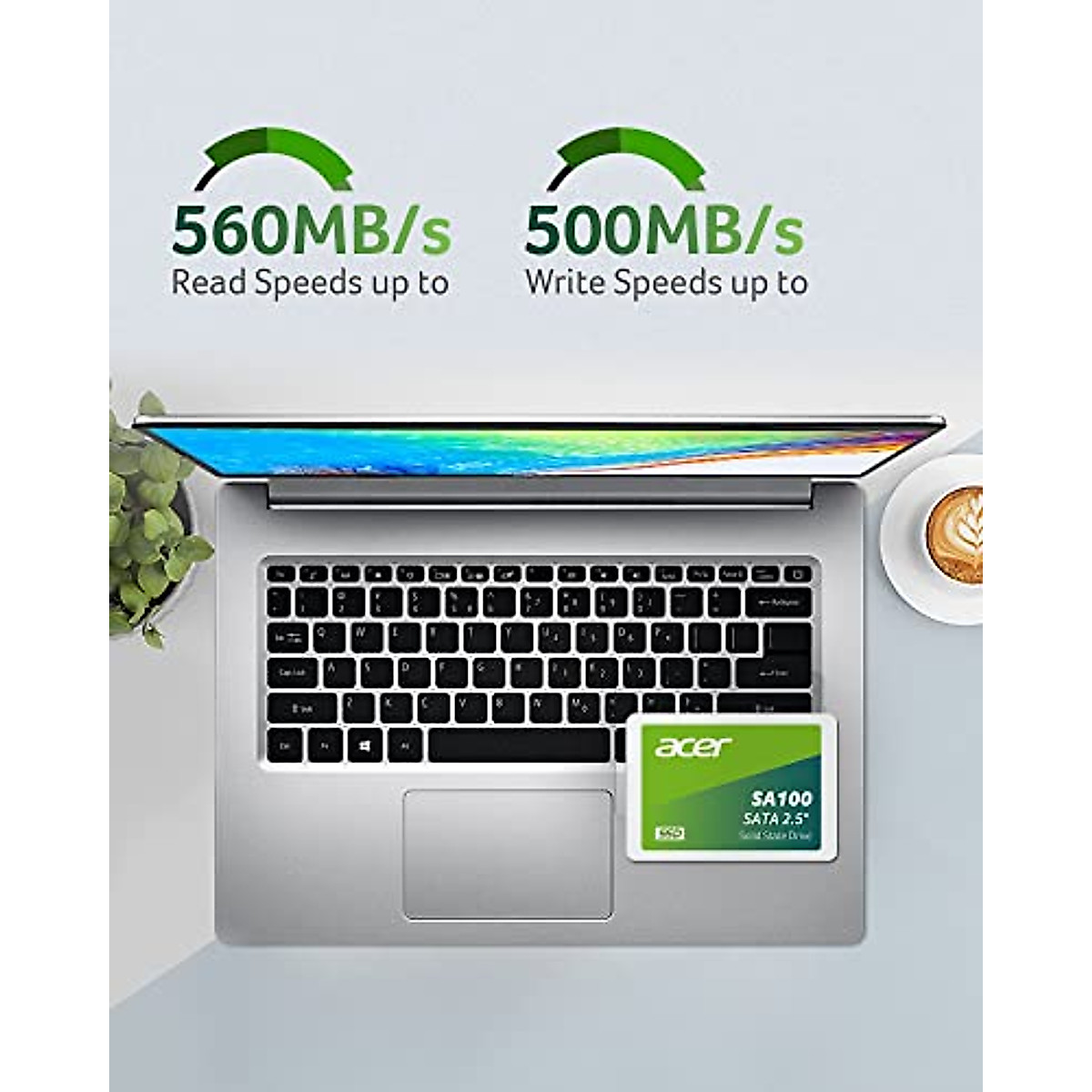 acer SA100 240GB SATA III 2.5 Inch Internal SSD - 6 Gb/s, 3D NAND Solid State Hard Drive Up to 549 MB/s - BL.9BWWA.102