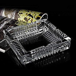 Ashtray, Large Glass Ashtray for cigarette cigar, Clear Crystal Ash trays Outdoor Glass Spuare Ashtrays (7x7inch)