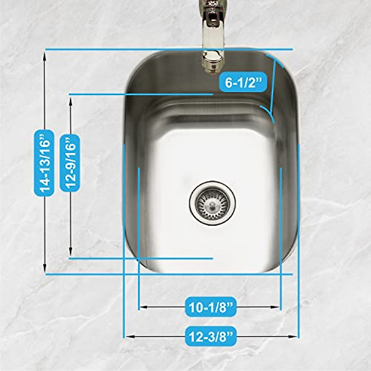 HOUZER CS-1307-1 Bar Sink, Stainless Steel