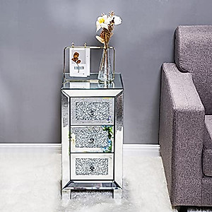 MJWDP (30 x 30 x 60) cm and Contemporary Surface with Diamond 3-Drawers Bedside Table Nightstand Side Table for Bedroom