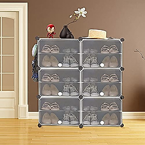WerkWeit Portable Shoe Storage 6-Tier Shoes Rack 24 Pairs Plastic Cube Storage Tower Shelves for Storage Shoe Cabinet Shoe Rack for Entryway, Hallway and Closet for Shoes, Slippers, Boots Storage
