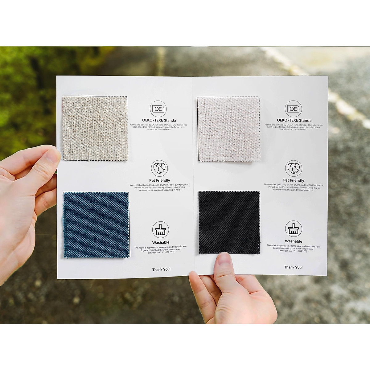 EASE MOOSE Linen Fabric Swatch Kit Modular Sofa Sectional Couch with Storage, Beige, Off-White, Grey, Blue, 4 Colors Linen Fabric Swatch