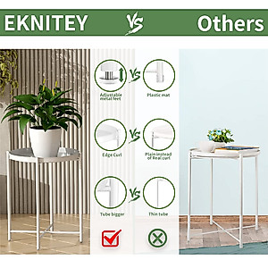 EKNITEY End Table,Folding Metal Side Table Waterproof Small Coffee Table Sofa Side Table with Removable Tray for Living Room Bedroom Balcony and Office