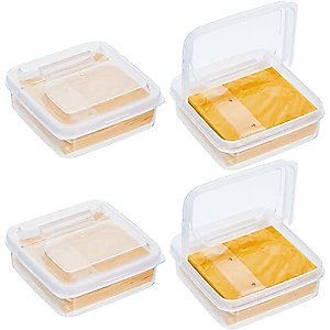 4 Pcs 3.9 inch Mini Cheese Container for Fridge Sliced Cheese Container for Fridge Cheese Storage Cheese Storage Container for Fridge with Lids for Refrigerator Food Vegetable Keep Cheese Fres
