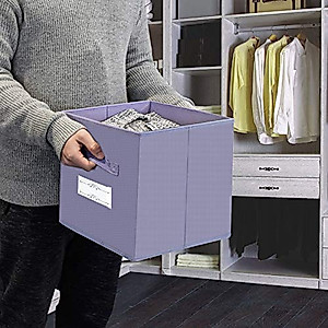 Kids Toy Box, Cube Storage Bins 11x11 Set of 8, Fabric Collapsible Foldable Cloth Storage Baskets Shelf Organizer for Clothes,Closet,Office,Bedroom,Free Label Card with Bigger Label Window 4 Colors