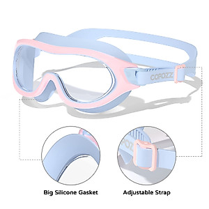 COPOZZ Swimming Goggles for Kids 6-14, Wide View Youth Swim Goggles No Leaks AntiFog Crystal Clear Water Pool Swim