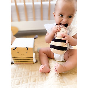 MON AMI Honey Bee Soft Baby Rattle Toy for Ages 6 Months+, 7” Plush Stuffed Animal Rattle Toys for Infants & Toddlers - Baby Rattle with Sound