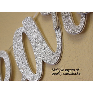 All About Details Engaged Cursive Banner, Engagement, Bridal Shower, Party Banner, Party Decor, Photo Backdrop, 1set (Silver)