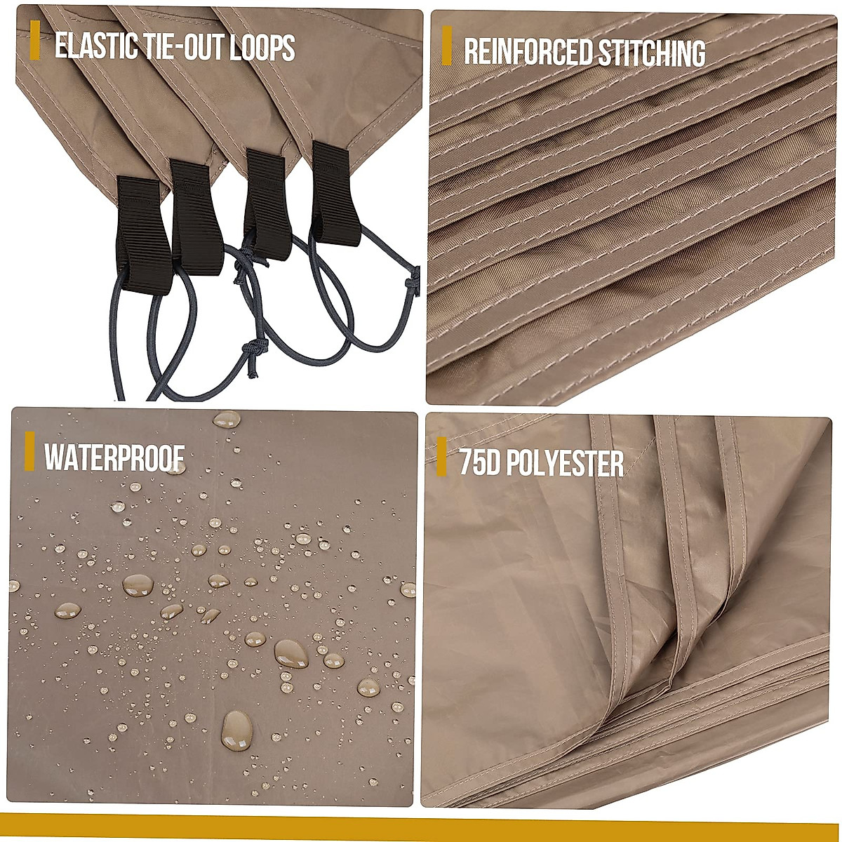 OneTigris Tent Tarp Footprint 94"x94", Large Size, Waterproof Lightweight Multifunctional Camping Tarp Beach Blanket for Camping Hiking Backpacking