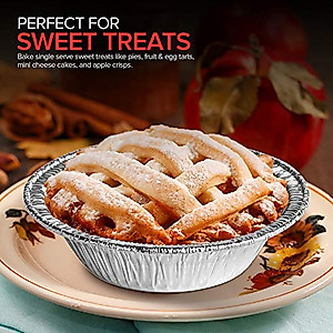 Stock Your Home 4 Inch Mini Aluminum Foil Pie Pans (50 Count) Disposable Mini Pie Pans, Small Pie Tin for Baking Tiny Treats, Durable Individual Pie Pans for Fruit Tarts, Quiche, Mince Pie Tin