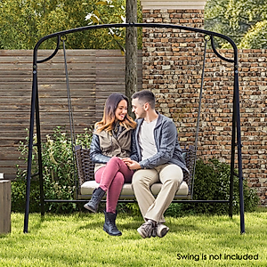 HAPPYGRILL Outdoor Swing Frame Heavy-Duty Metal Porch Swing Stand with Side Bars & 2 Rings, 660 lbs Weight Capacity, A-Frame Swing Frame for Garden, Backyard, Balcony