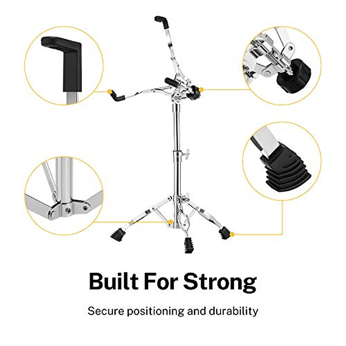 Donner Snare Drum Stand, Concert Snare Drum Stands Adjustable Snare Stand Double Braced with Drumstick Holder Fit for 10''-14'' Dia Drums, Height Range 14.2-22.8 Inches