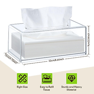 Mimorou 4 Pieces Acrylic Tissue Box Cover Rectangular Clear Tissue Holder Tissue Dispenser Facial Tissue Holders Dryer Sheet Box for Office Home Bathroom Restaurant Vanity