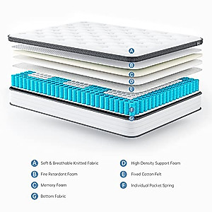 TeQsli Full Mattress, 10 Inch Memory Foam Innerspring Hybrid Mattress in A Box