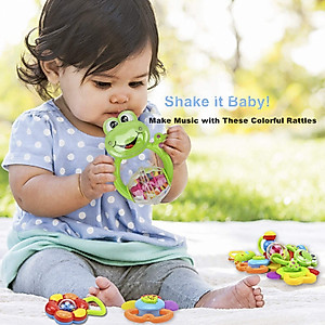 WISHTIME 11PCS Baby rattles teethers for Newborn Toys, Gifts for Infants with Hand Development Rattle Toys and Giant Bottle for 0 3 6 9 12 Month Girl and boy