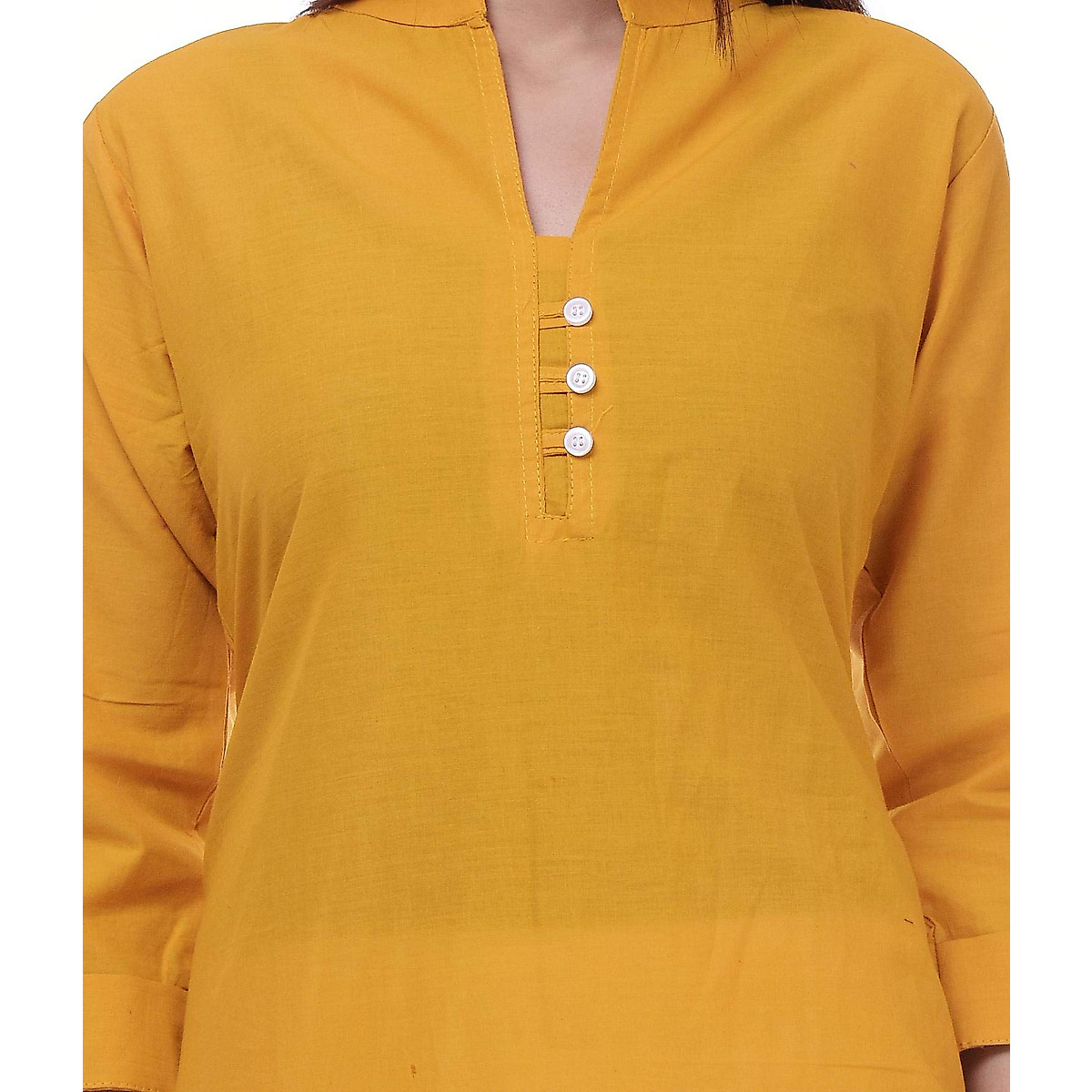 Ramkudi Indian Women's Plain Cotton Kurti Top (Mustrad)