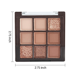 CAKAILA 9Colors Nude Eyeshadow Palette Makeup,Taupe Bronze Brown Matte Cream Eye Shadow,High Pigmented Natural Neutral Eyeshadow Palette Nude,Naturing-Looking Long Lasting Waterproof Blendable