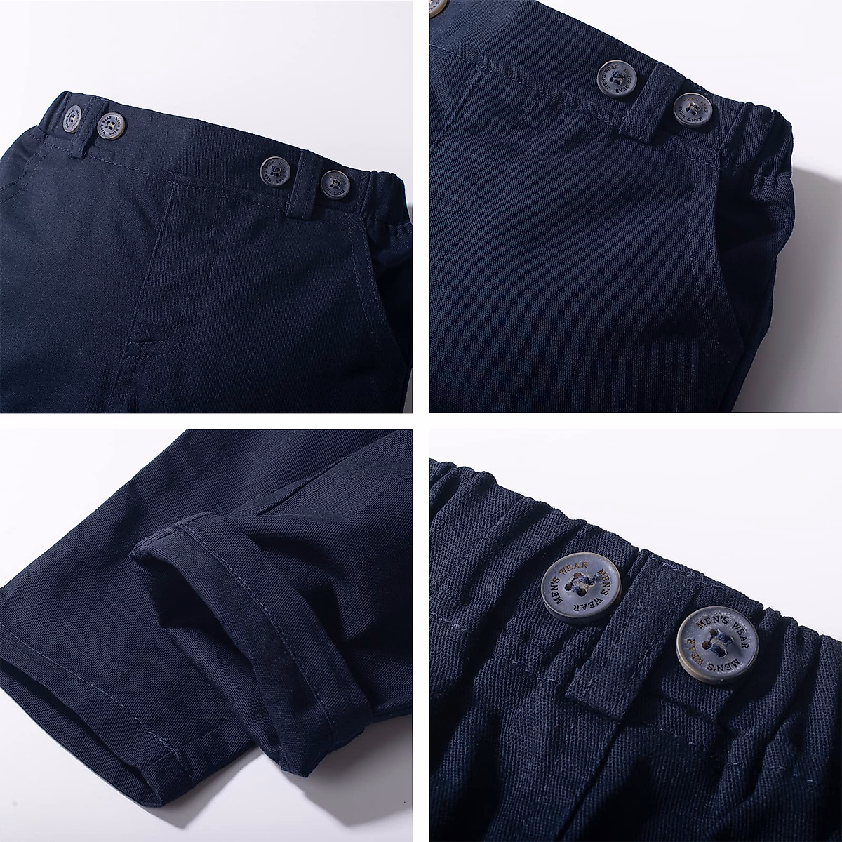 Yilaku Toddler Boys Dress Clothes Formal Wedding Outfits Suspender + Bow Tie + Shirt + Pants 4Piece Infant Gentleman Suits (2T-3T,Plaid Red)