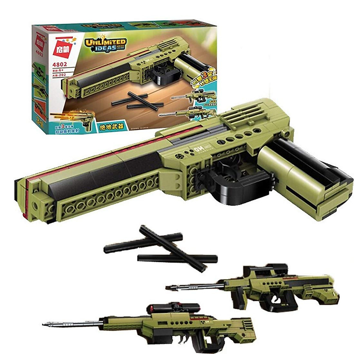 HOCHE Gun Model Kits for Kids Desert Eagle 3-in-1, 202 Pcs Model Kit Building Blocks Gun DIY Can Launch Weapon Military Model Toy, Improve Kid's Concentration