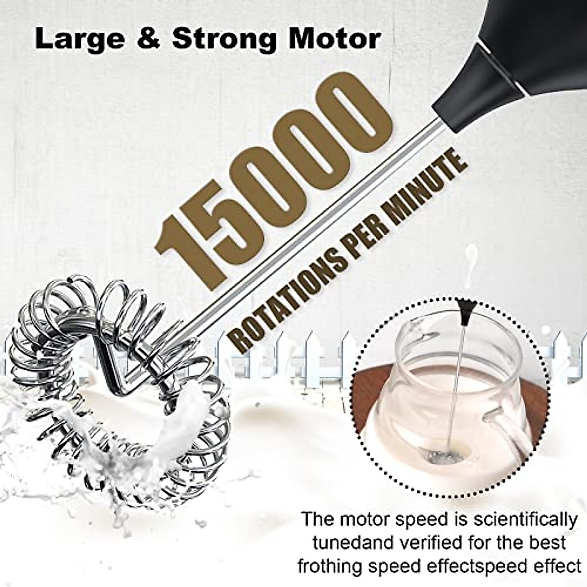 Rechargeable Milk Frother Handheld Electric Whisk Beater Foam Maker, Durable Mini Drink Mixer and Coffee Blender Frother for Coffee, Latte, Cappuccino, Frappe, Matcha, Hot Chocolate, Egg (Black)