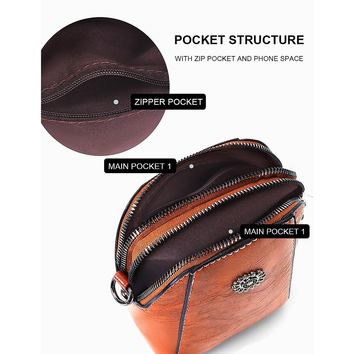 Cesssfle Leather The Happy Wind Purse Retro All-Match Vertical Cellphone Crossbody Purse for Women Western Fall Small Crossbody Purse…