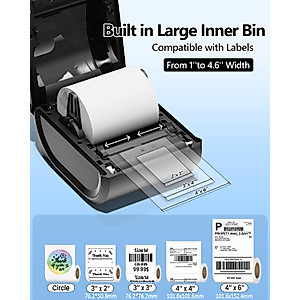 Phomemo Bluetooth Thermal Label Printer 4X6 - D520BT Wireless Shipping Label Printer Build-in Holder, Thermal Label Maker for Return Shipping Package, Compatible with Amazon, USPS, Shopify, Ebay