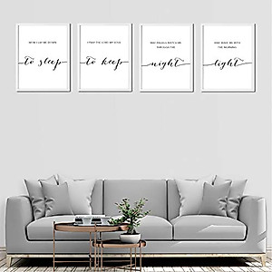 Andaz Press Unframed Black White Wall Art Decor Poster Print, Bible Verses, Now I Lay Me Down to Sleep Nightime Prayer, 4-Pack, Unique Christian Christmas Birthday Gift for Him Her New Home