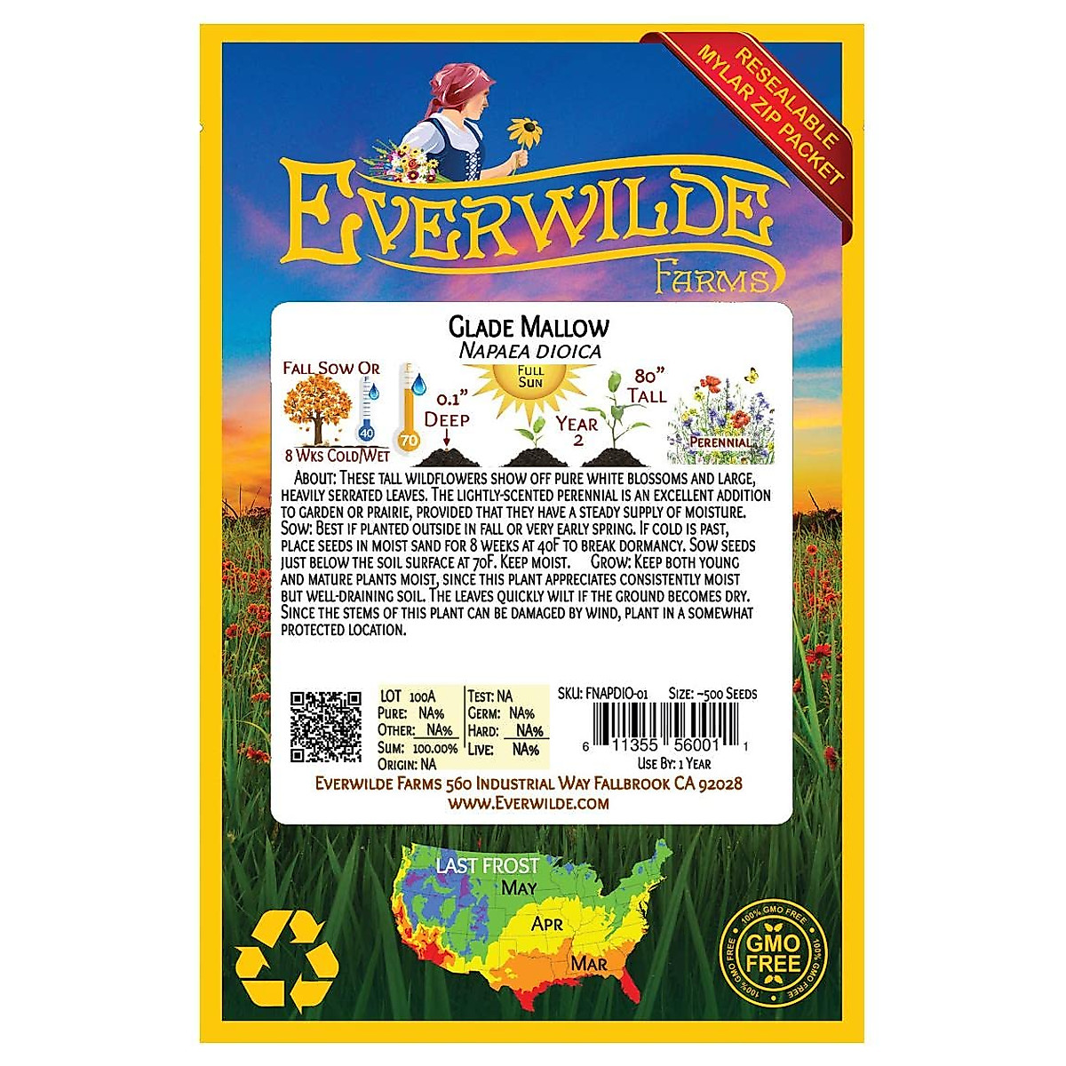 Everwilde Farms - 250 Glade Mallow Native Wildflower Seeds - Gold Vault Jumbo Seed Packet