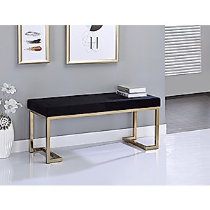 ACME Furniture Boice Bench, One Size, Black Fabric and Champagne