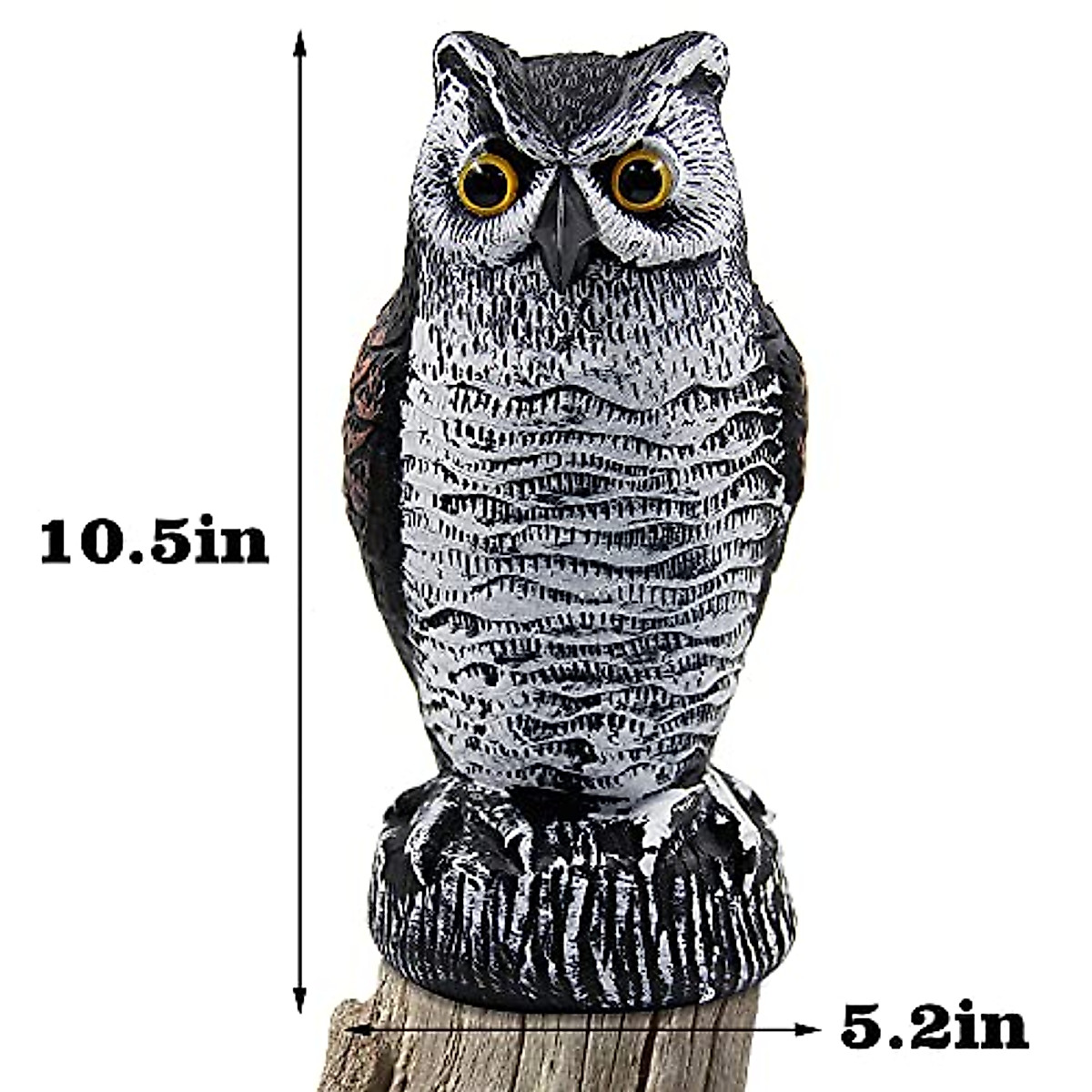 Hausse 2 Pack Fake Horned Owl | 10 Pack Reflective Pinwheels with Stakes