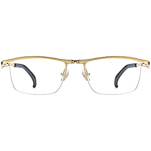 FONEX 180° Flip Titanium Glasses Frame for Men,Square Eyewear Optical Eyeglasses F8043 (F8044 Gold)
