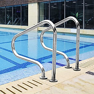 Antourlamm Pool Hand Rail, Floor-Mounted Railings, 1PCS Swimming Pool Safety Anti-Slip Handrails, Inground Pool Entry Grab Bar for Garden Backyard Water Parks