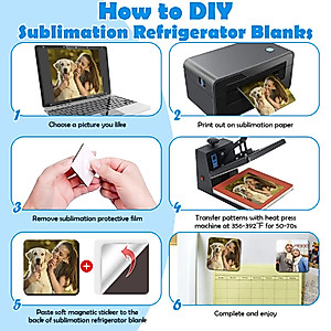 Sublimation Blank Fridge Magnets for Home Kitchen Refrigerator Microwave Oven Wall Door Decoration or Office Calendar with 30 Pcs Sublimation Printing Square Blank, 30 Pcs DIY Metal Magnetic