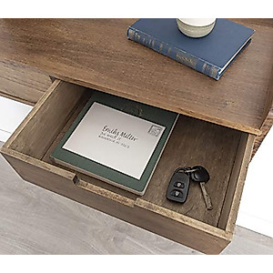 Kate and Laurel Kitt Modern Floating Shelf with Drawers, 28 x 12 x 6.5 inches, Rustic Brown, Chic Floating Storage Console Table or Desk for Wall