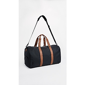 Herschel Novel Duffel Bag, Black/Tan Synthetic Leather, Classic 42.5L
